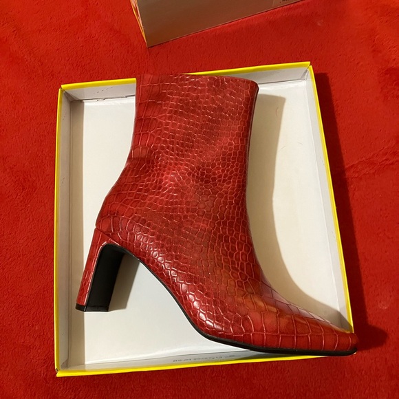 Seven Dials | Shoes | Red Crocodile Nicole Square Toe Boots With ...